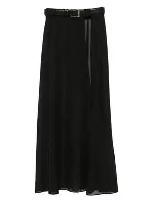 VESTIAIRE D'UN OISEAU LIBRE Belted Midi Skirt - Black