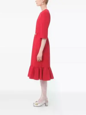 Valentino Garavani Midi Crepe Dress With Ruffled Hem - Red