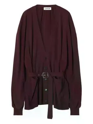 LANVIN Belted Balloon-sleeve Cardigan - Red