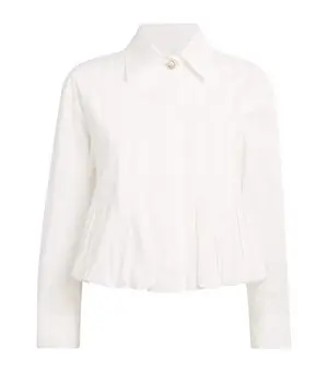 Sandro Pleated Cropped Cotton Shirt - Beige