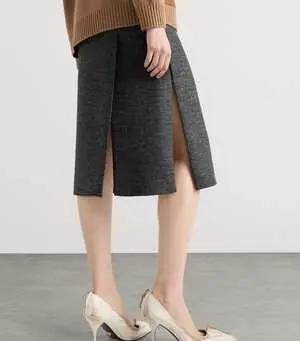 Prada Midi Skirt With Slit Detail - Grey
