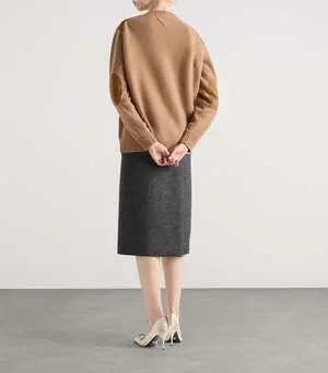 Prada Midi Skirt With Slit Detail - Grey