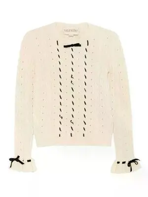Valentino Garavani Cable Knit Sweater With Ruffled Cuffs
