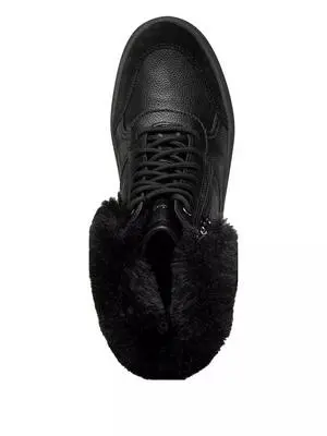 Geox Faux-fur Trimmed Leather Lace-up Boots