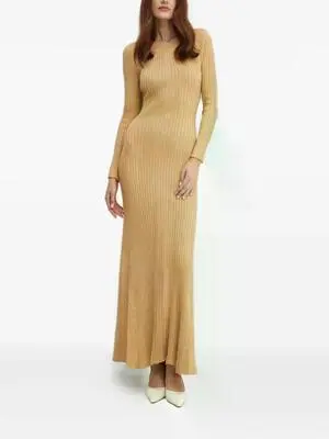Bardot Ribbed Knit Open-back Maxi Dress - Neutrals
