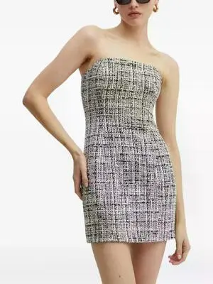 LA MANIA Bella Tweed Strapless Mini Dress - Black