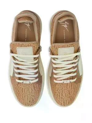 GIUSEPPE ZANOTTI Crocodile-effect Zip Low-top Sneakers