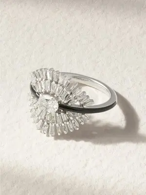 KAMYEN 18-karat White Gold, Diamond And Enamel Ring - Silver