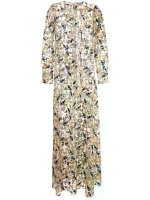 MACGRAW Soiree Floral-embroidered Maxi Dress - Multicolour