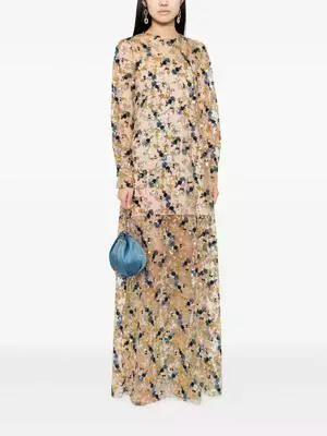MACGRAW Soiree Floral-embroidered Maxi Dress