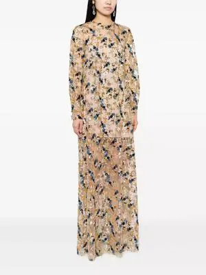 MACGRAW Soiree Floral-embroidered Maxi Dress