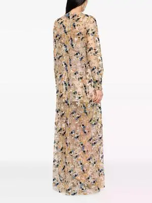 MACGRAW Soiree Floral-embroidered Maxi Dress