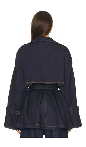 GESTUZ Denim Trenchcoat With Belt And Buckled Cuffs