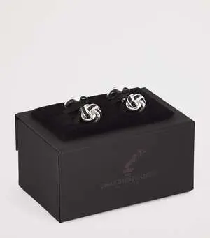 DEAKIN & FRANCIS Sterling Silver And Enamel Knot Cufflinks - Black