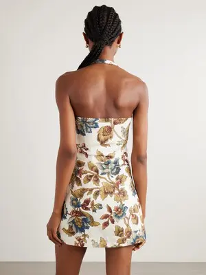 SIR. Floral-print Halterneck Mini Dress