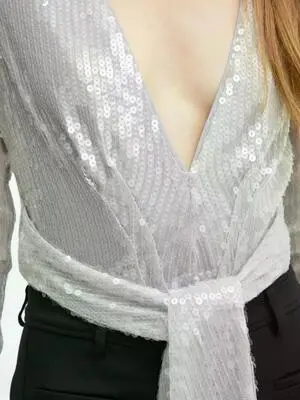 Bardot Emelia Sequin-embellished Tie-front Top