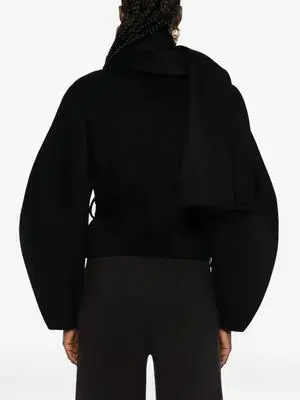 P.a.r.o.s.h Wool Belted Jacket With Detachable Scarf