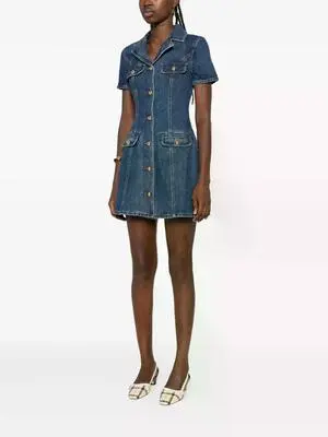 SELF-PORTRAIT Denim Button-fastening Dress