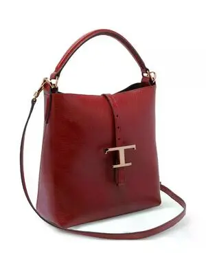 TOD'S Small T-buckle Bucket Bag In Calf Leather - Red