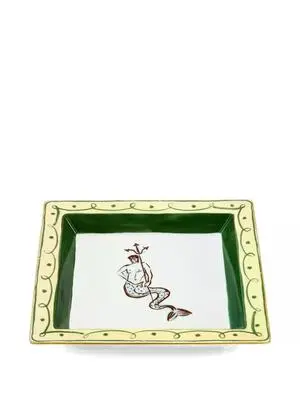 GINORI 1735 Printed Gold-trim Tray - Yellow