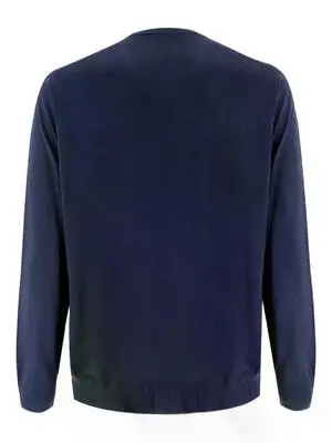 Fedeli Round Neck Long Sleeve Sweater - Blue