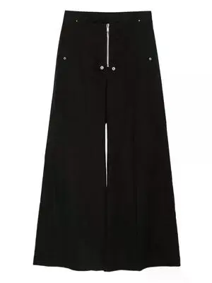 Rick Owens Wide Leg Zip Fly Button Trousers - Black