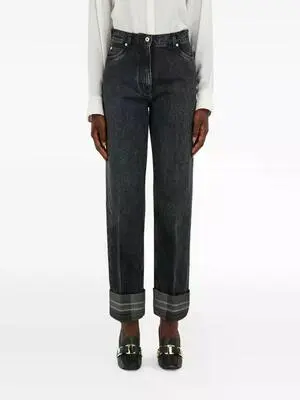 FERRAGAMO Straight-leg Jeans With Tartan Cuffs