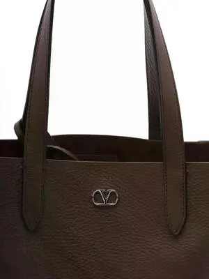 Valentino Garavani Leather Tote Bag With Metallic Eyelets - Brown