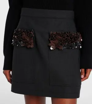 Plan C Sequined Wool-blend Miniskirt