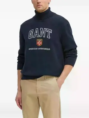 Gant Logo Embellished Turtleneck Sweater