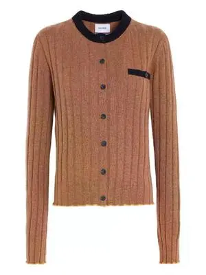BARRIE Ribbed Cardigan With Contrast Trim