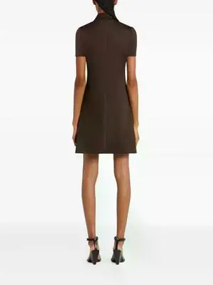 COURREGES Zip-up Short-sleeve Dress - Brown