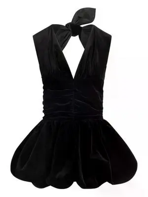 PATOU Velvet Bow Detail Mini Dress - Black