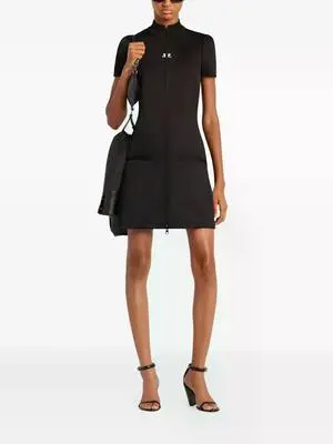 COURREGES Zip-front Short-sleeve Dress - Black