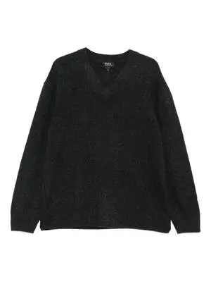 A.p.c. V-neck Wool Sweater - Grey