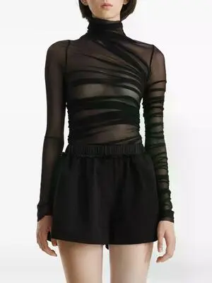 2310 STUDIO Draped Mesh Turtleneck Top