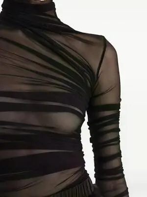 2310 STUDIO Draped Mesh Turtleneck Top