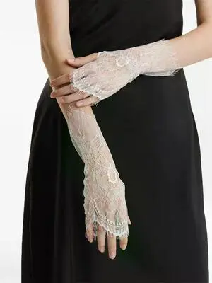 2310 STUDIO Floral-lace Gloves - White
