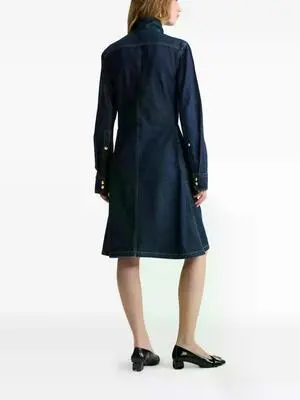 PATOU Scarf-collar Denim A-line Dress