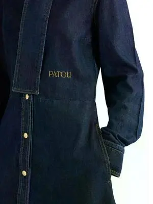 PATOU Scarf-collar Denim A-line Dress