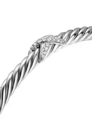 David Yurman Sterling And Diamond Cable Flex X Station Bangle