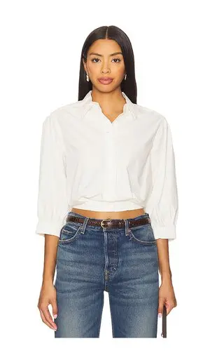 BOBI Puff Sleeve Cropped Top - White
