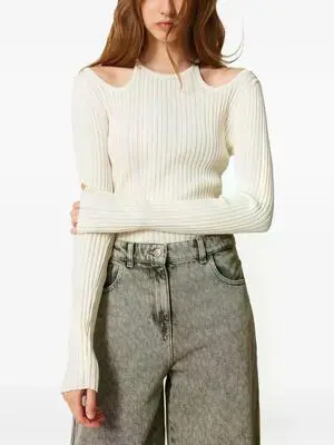 TWINSET Ribbed Cut-out Shoulder Sweater