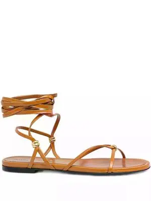 Proenza Schouler Leather Ankle Tie Sandals With Gold-tone Embellishments