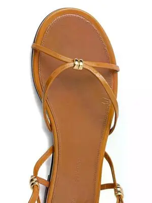 Proenza Schouler Leather Ankle Tie Sandals With Gold-tone Embellishments
