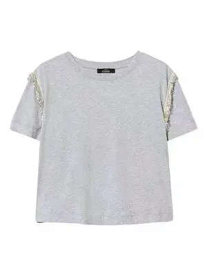 TWINSET Embellished Cotton T-shirt With Fringe Detail