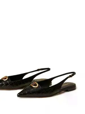 TWINSET Crocodile-print Slingback Mules - Black