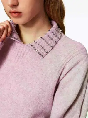 TWINSET Embellished Polo-collar Sweater - Pink