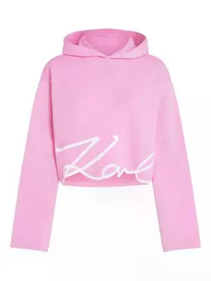 Karl Lagerfeld Signature-hem Hooded Sweater - Pink