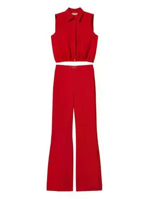 TWINSET Sleeveless Shirt-style Jumpsuit With Flare-leg Trousers - Red